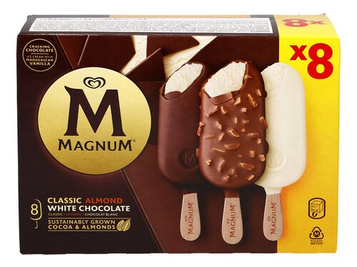 MAGNUM Classic Almond White 8st 770ml | Collect&Go