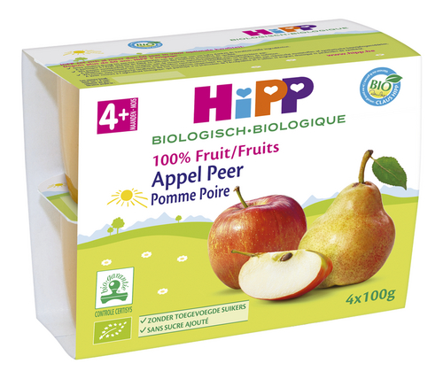 Hipp Alimentation pour bébés Pomme | Poire | +4 mois 4x100g | Bio ...
